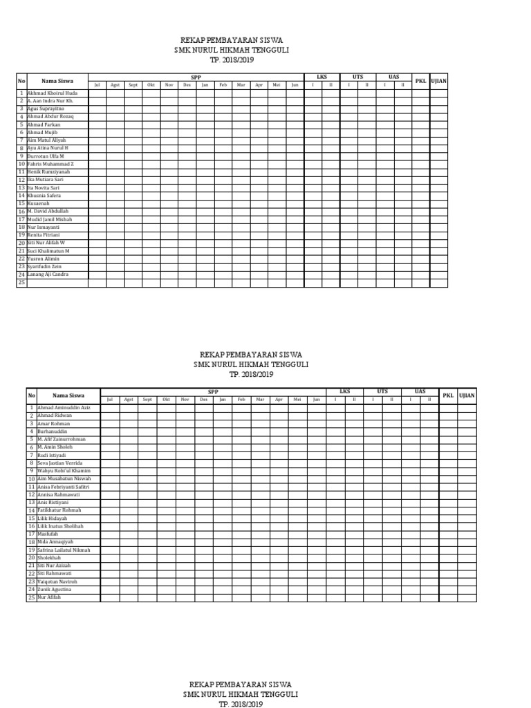 Rekap Pembayaran Siswa | PDF