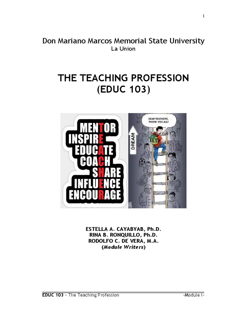 The Teaching Profession (EDUC 103) : Don Mariano Marcos Memorial State ...