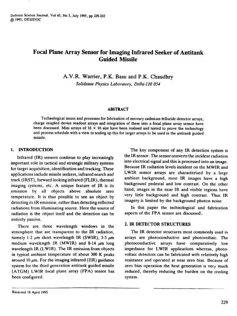 Imaging Infrared Seeker or Antitank Missile | PDF | Epitaxy | Infrared