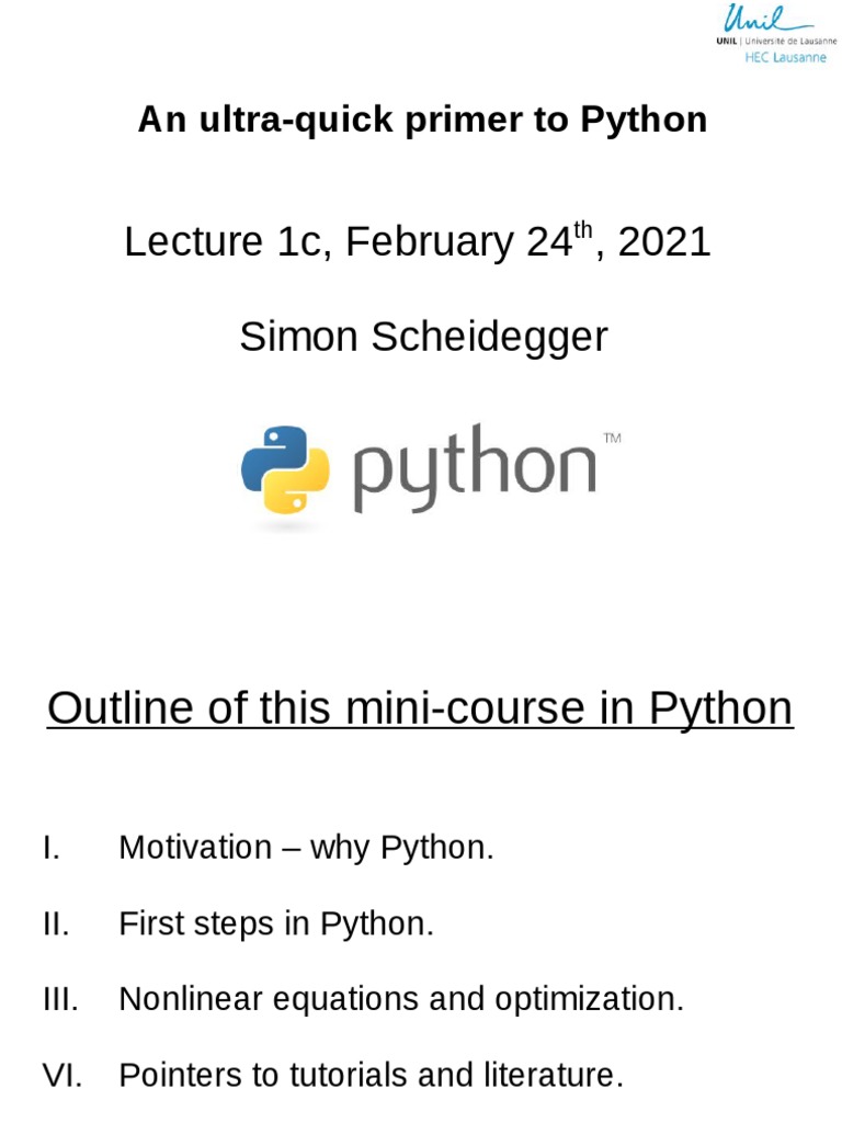 An Ultra-Quick Primer To Python: Lecture 1c, February 24, 2021 Simon ...