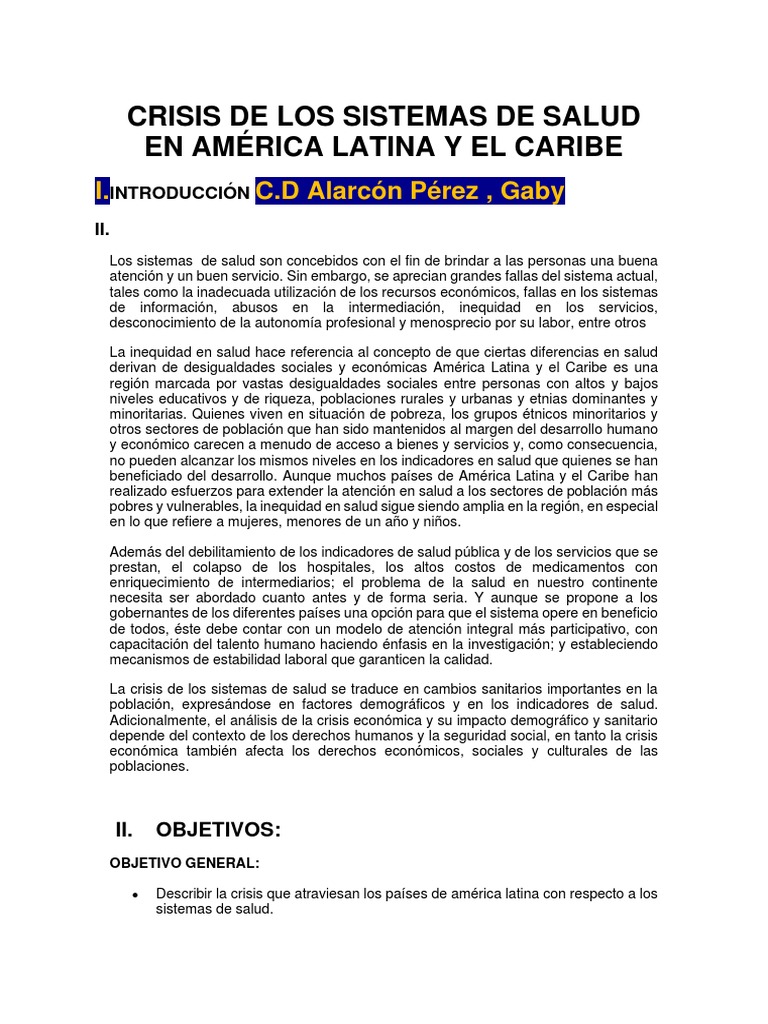 Crisis de Los Sistemas de Salud de America Latina y El Caribe | PDF ...
