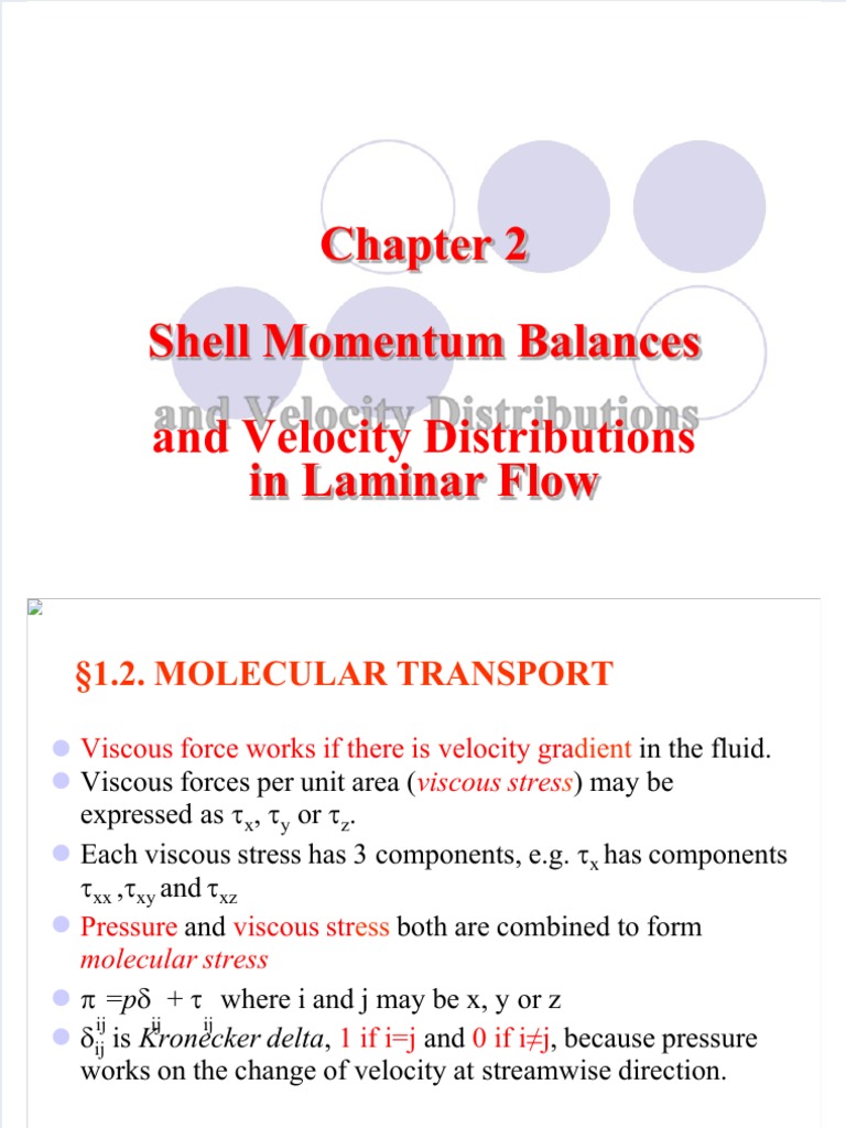 Shell Momentum Balances in Laminar Flow | PDF | Fluid Dynamics | Momentum
