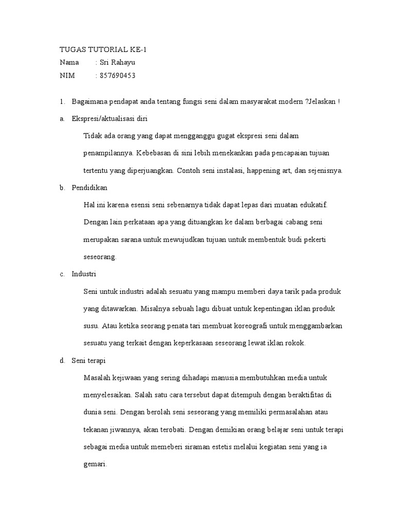 TT 1 - Pend Seni Di SD | PDF