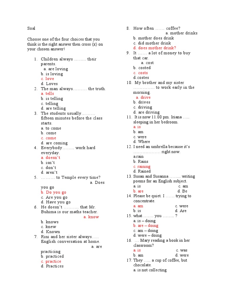 English Grammar Practice Quiz | PDF | Foods