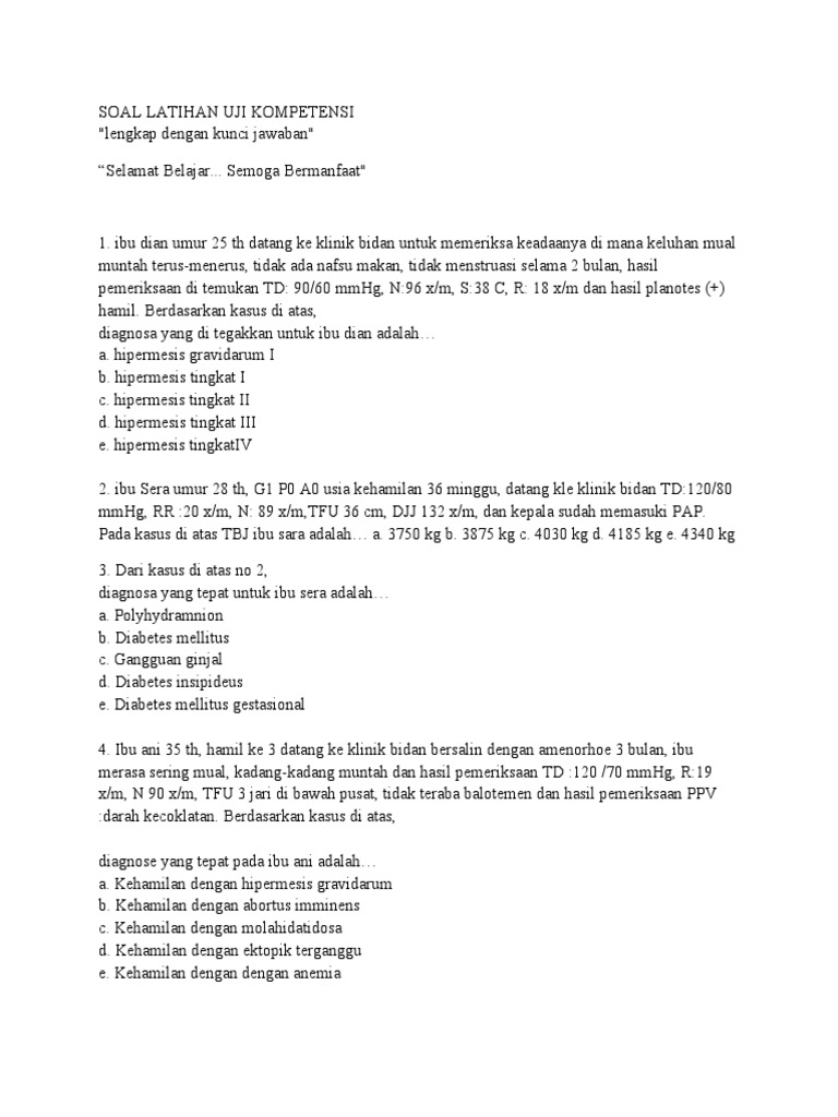 Soal Latihan Uji Kompetensi Bidan | PDF
