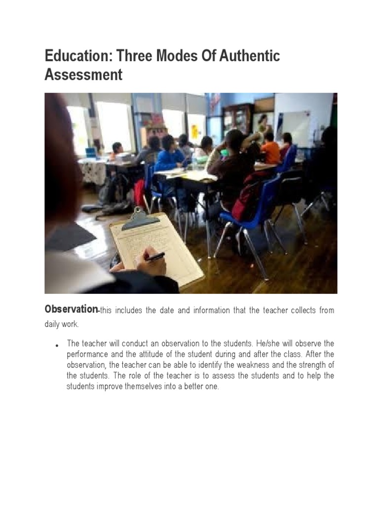 Three Modes of Authentic Assessment | PDF | Educational Assessment ...