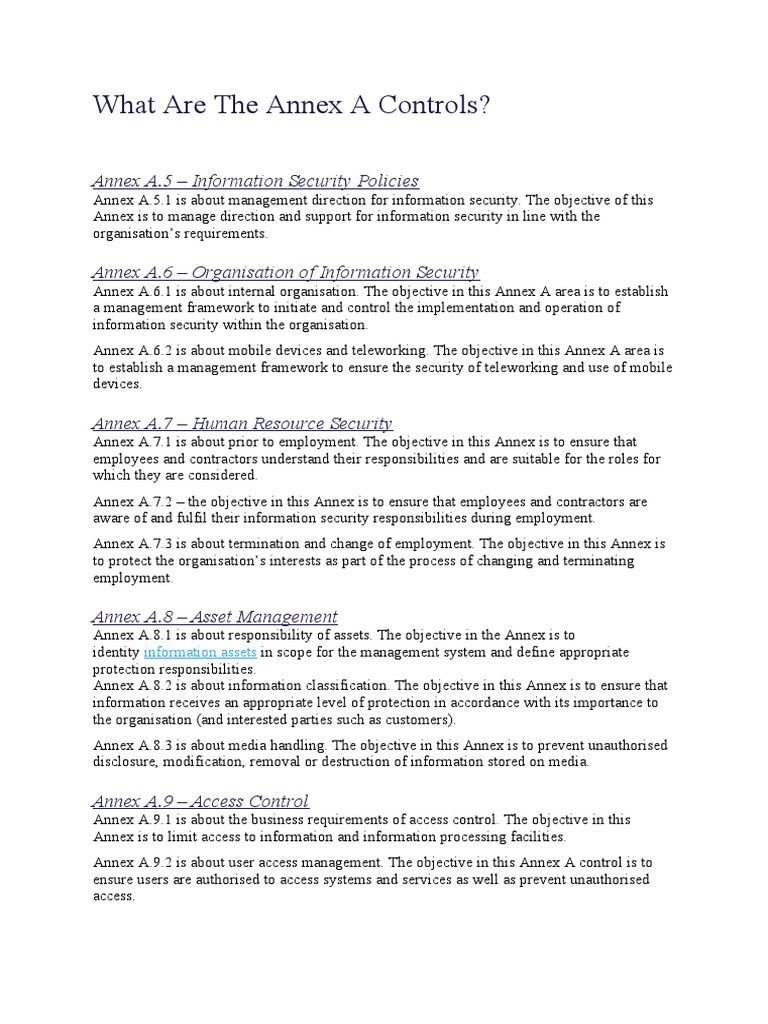 What Are The Annex A Controls? | PDF | Information Security ...