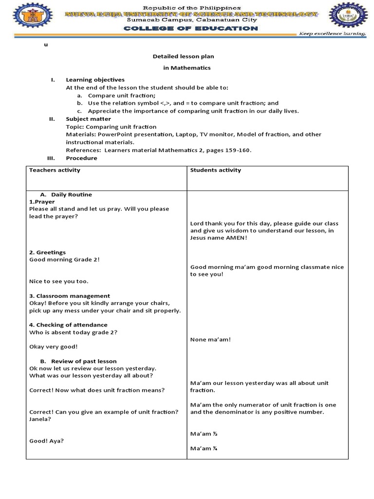 Detailed Lesson Plan in Mathematics 2 | PDF | Lesson Plan | Human Nature