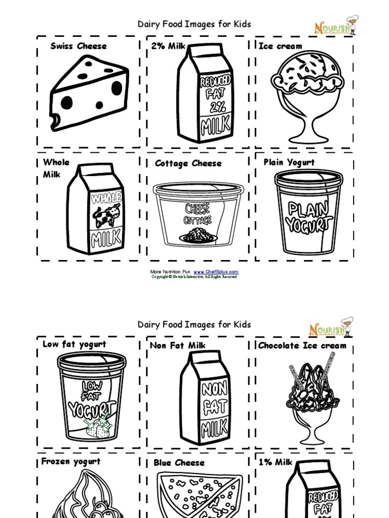 Kids Food Flash Cards Dairy | PDF