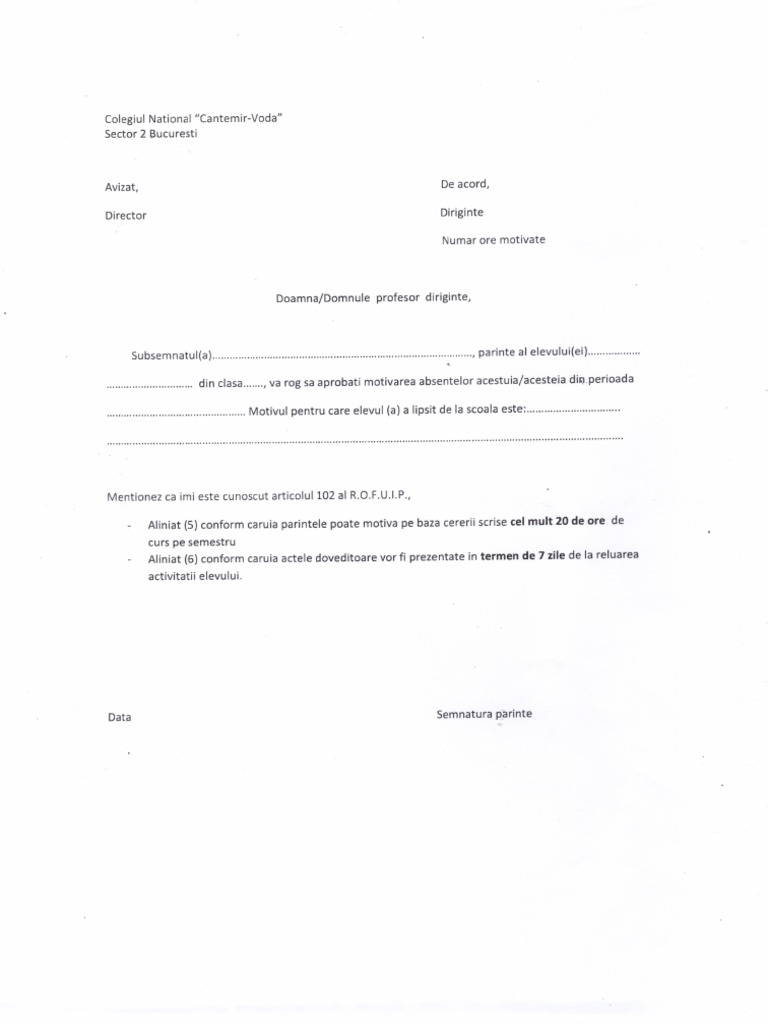 Cerere Parinte Model | PDF