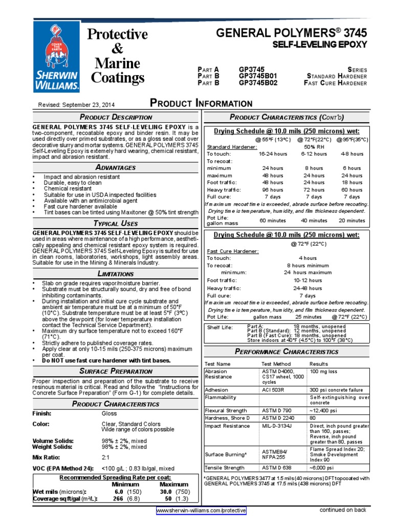 General POlymers® 3745 - Top Coat | PDF | Epoxy | Concrete