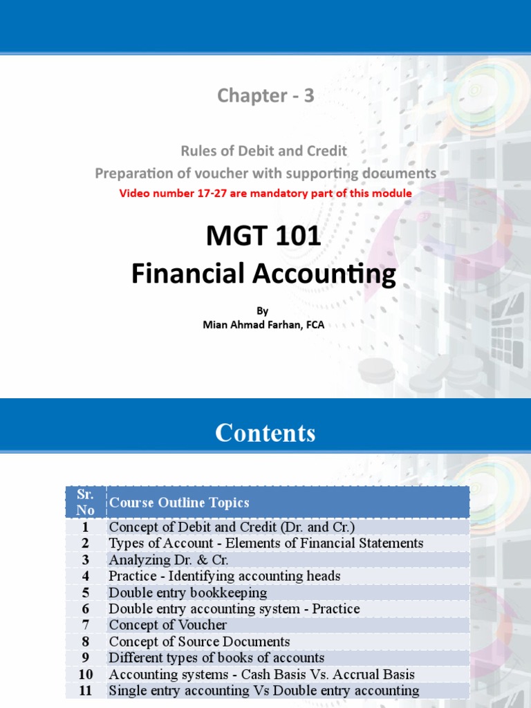 Mgt101-3 - Double Entry Bookkeeping System - Rules of Dr. and CR | PDF ...