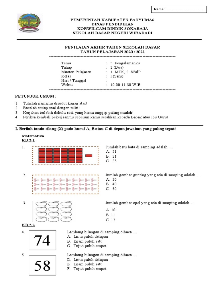 2.SOAL PAS 2 TEMA 5 TAHAP 2 KELAS 1 Ok | PDF