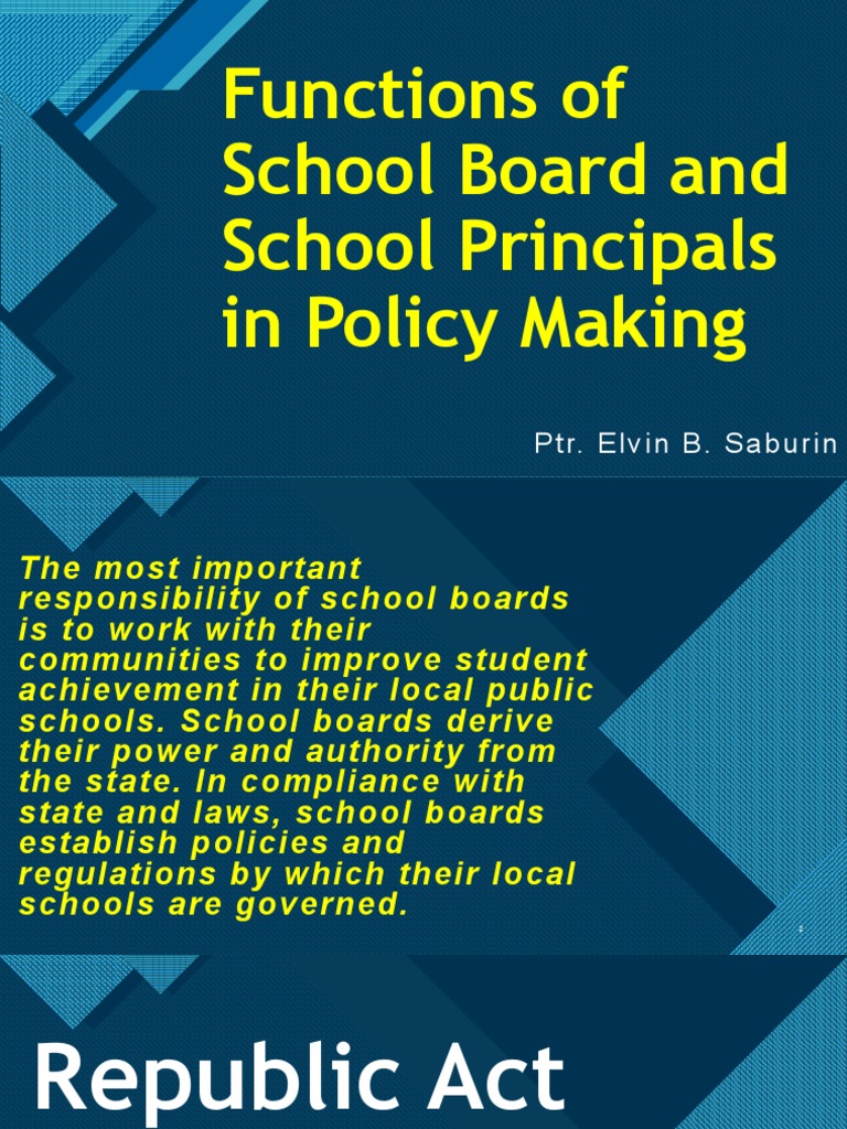 School Board and Principal Roles in Policy | PDF | Teachers | Policy