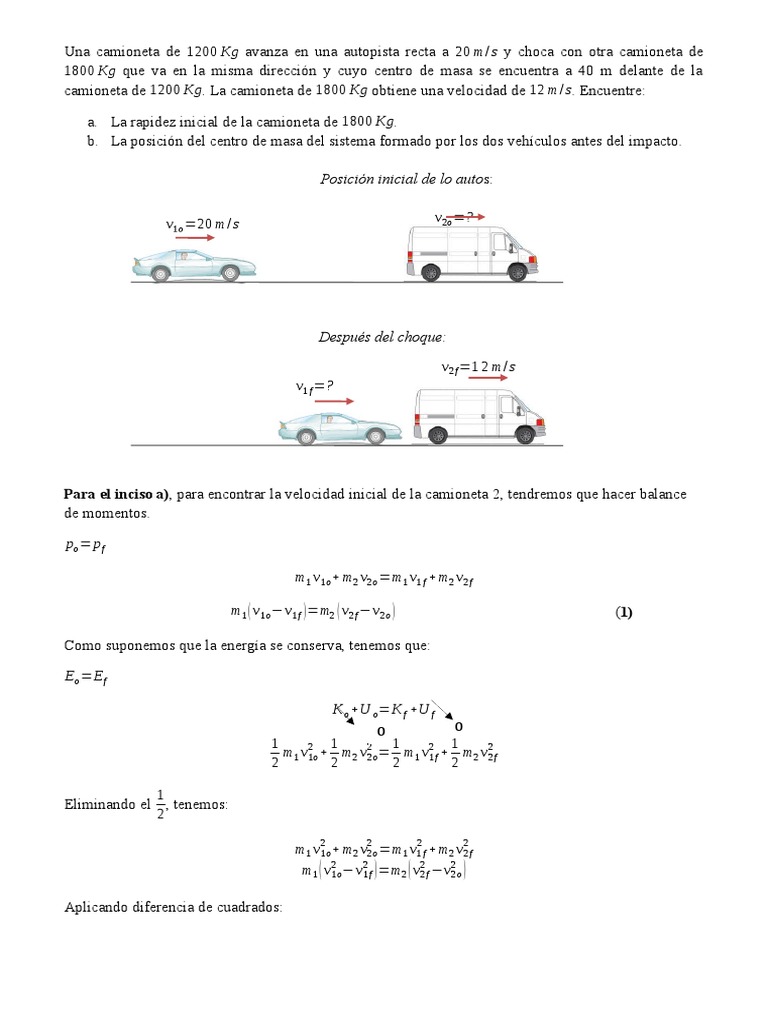 Ejemplo de Choque Inelástico | PDF | Cantidad | Colisión