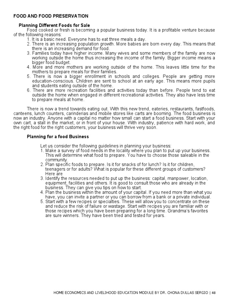 Food and Food Preservation Planning Different Foods For Sale | PDF ...
