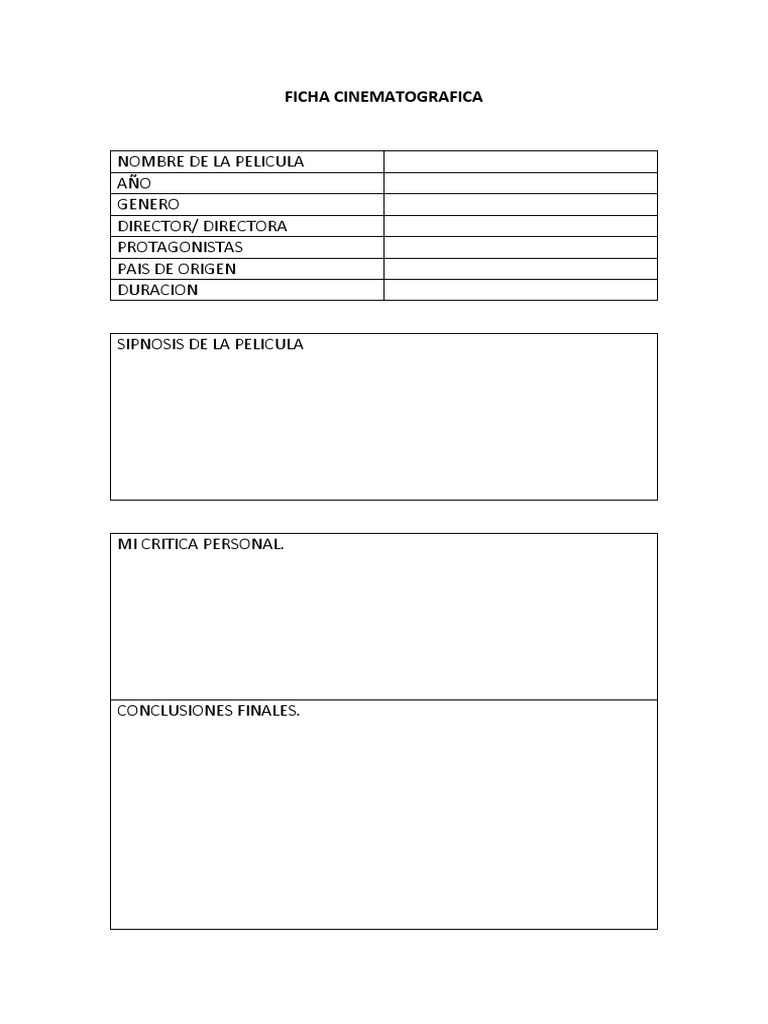 Ficha Cinematografica | PDF