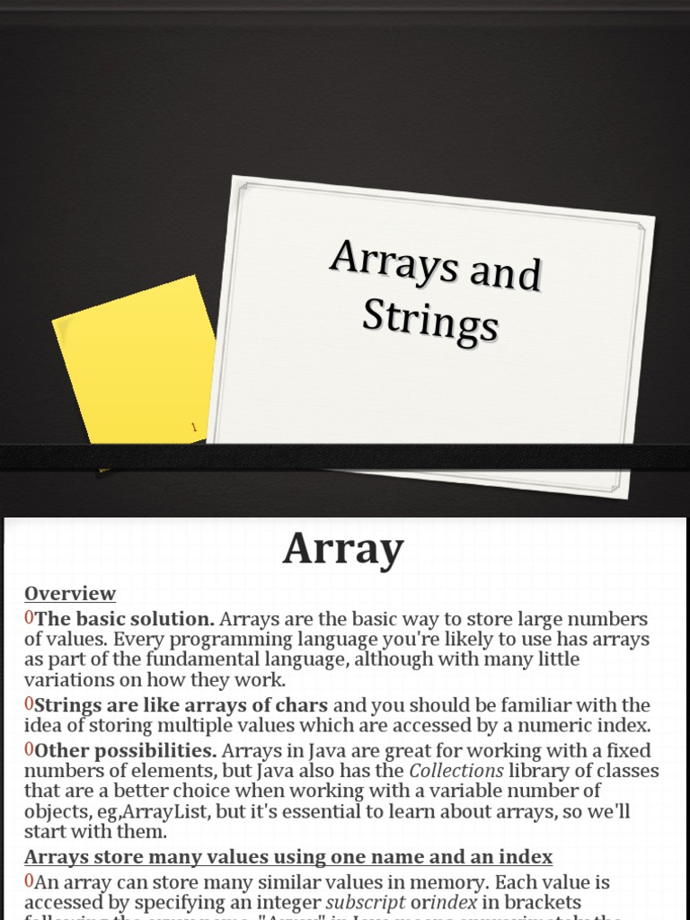 Arrays and Strings | PDF | Array Data Structure | Variable (Computer Science)