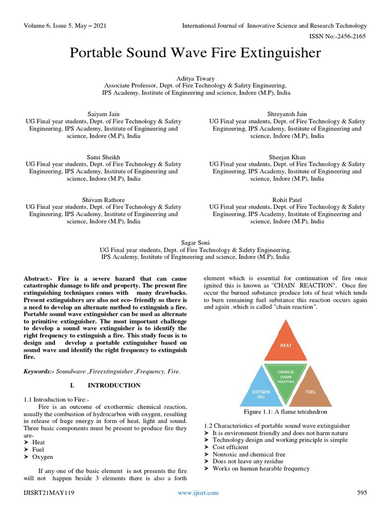 Portable Sound Wave Fire Extinguisher | PDF | Fires | Combustion