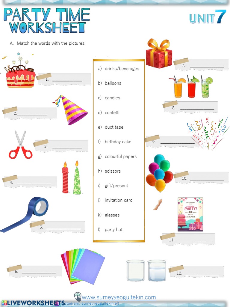 Match Words to Party Pictures | PDF