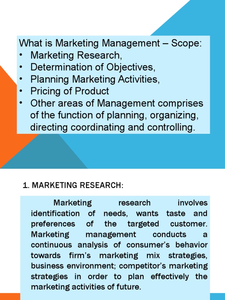 Marketing Management Scope & Functions | PDF | Marketing | Pricing