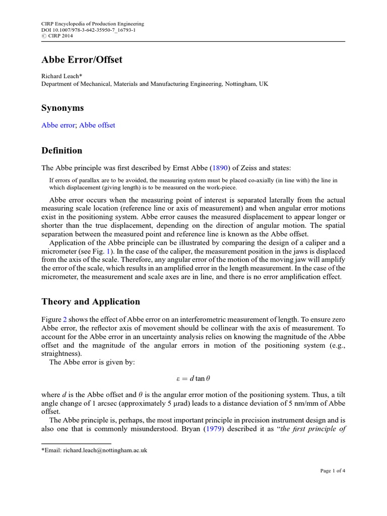 Abbe Error/Offset: Synonyms | PDF