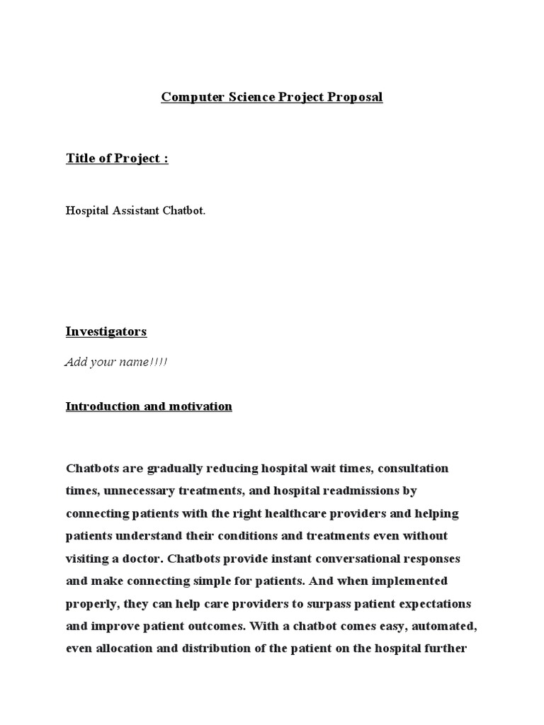 Computer Science Project Proposal (Hospital Chatbot) | Download Free ...