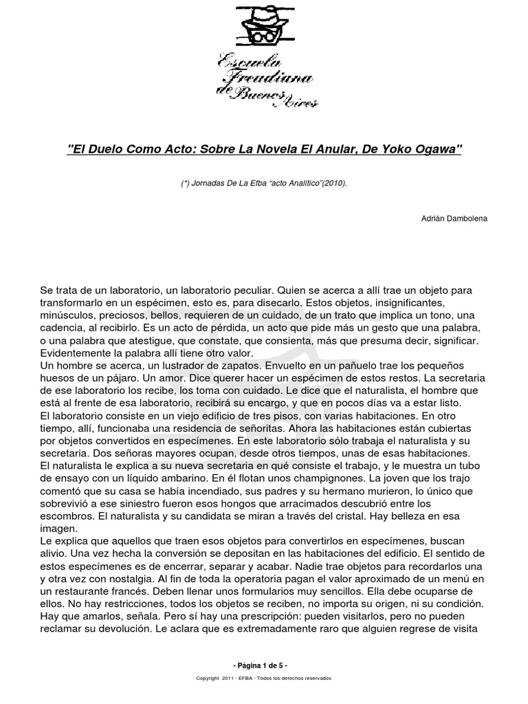El Duelo Como Acto. Sobre El Anular | PDF | Jacques Lacan | Verdad