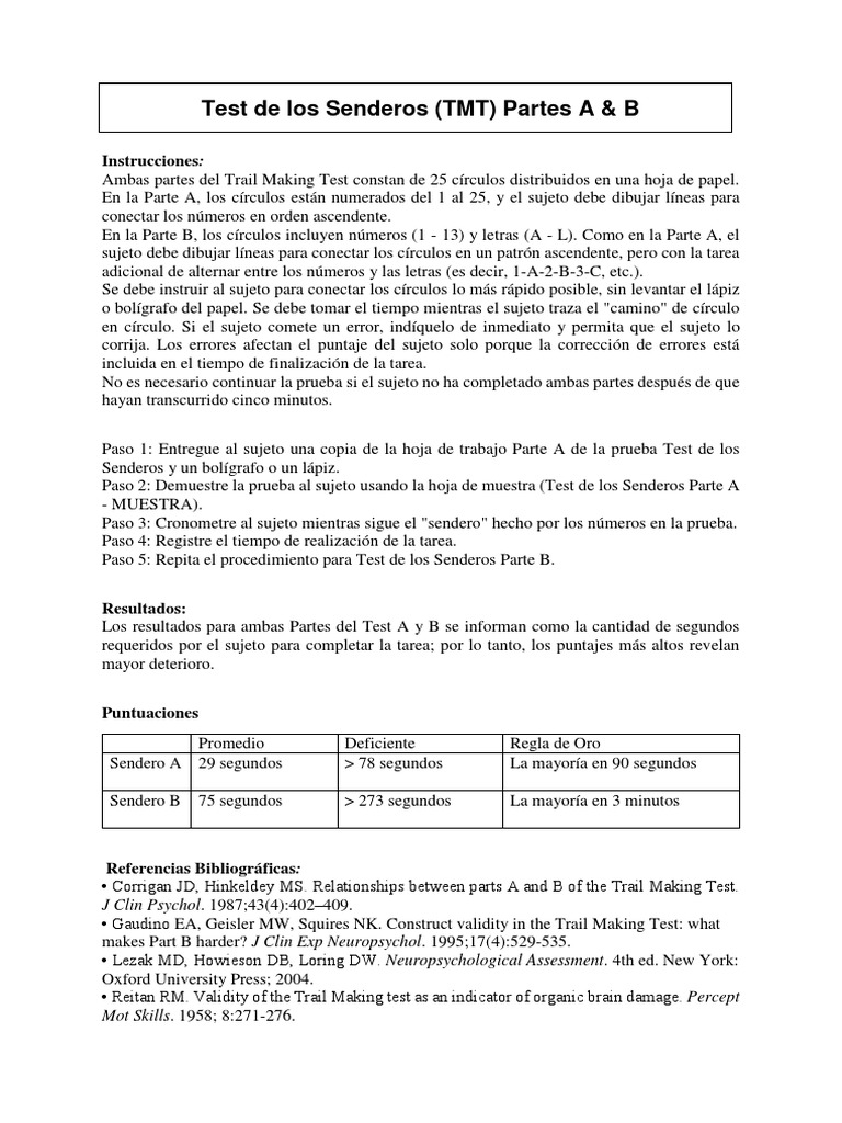 Test de los Senderos: Instrucciones y Resultados | PDF | Plantas