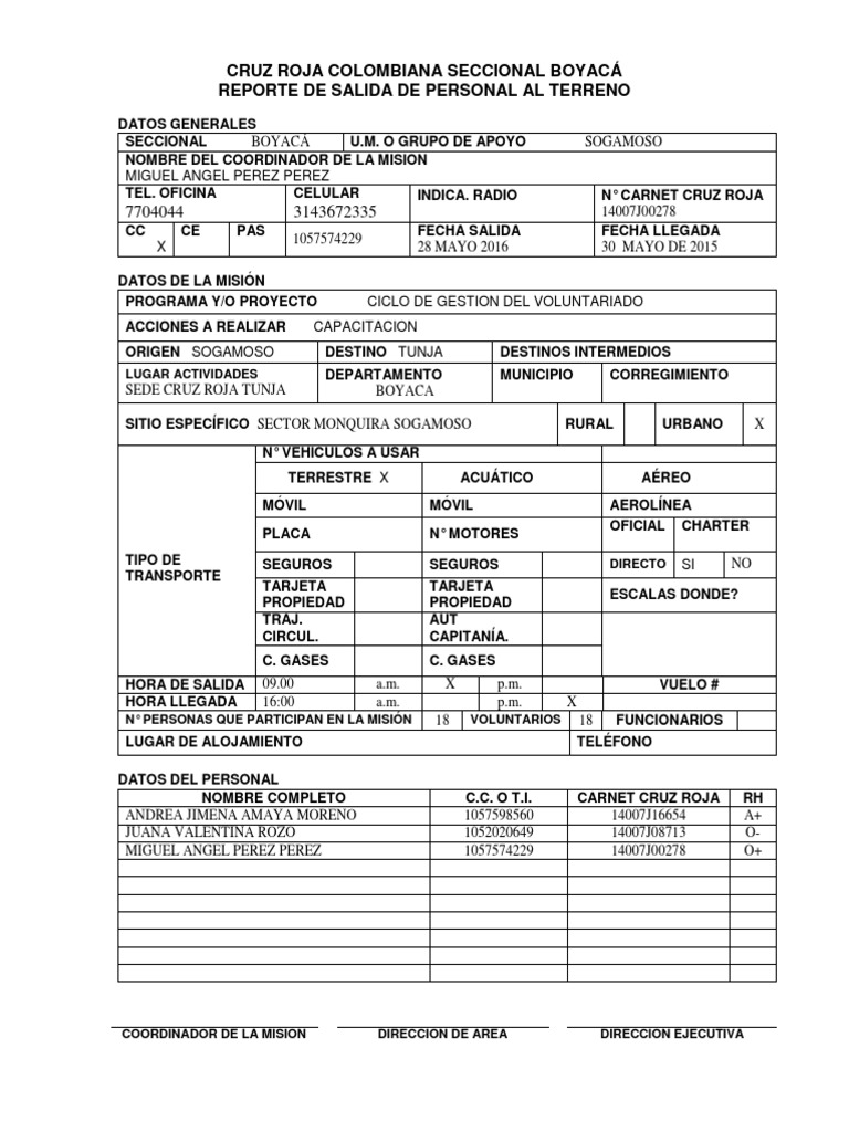 Reporte de Salida | Descargar gratis PDF | Transporte