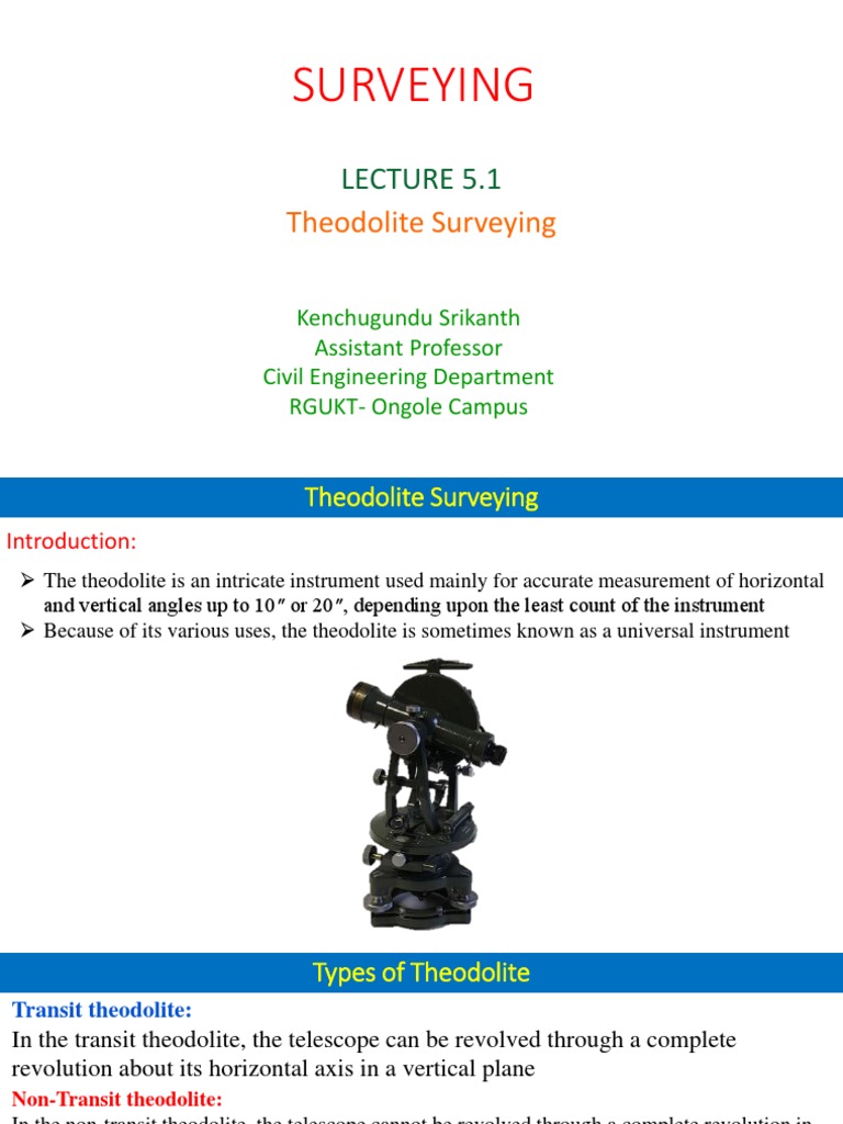 Surveying 5.1 Theodolite Surveying | PDF | Surveying | Angle