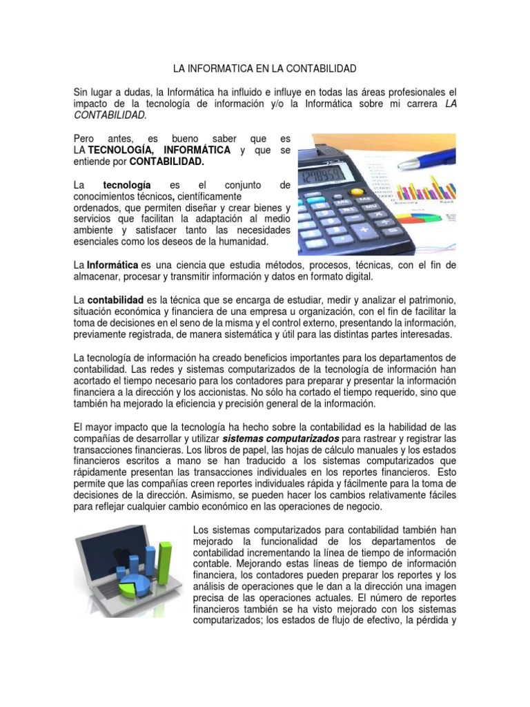 La Informatica en La Contabilidad | PDF | Contabilidad | Informática