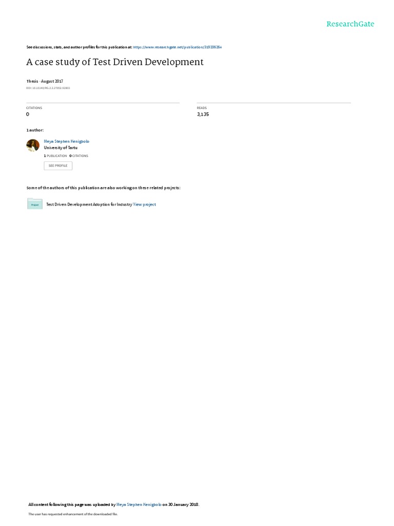 A Case Study of Test Driven Development | PDF | Test Driven Development ...