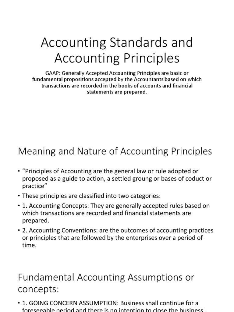 Accounting Standards and Accounting Principles | PDF | Debits And ...