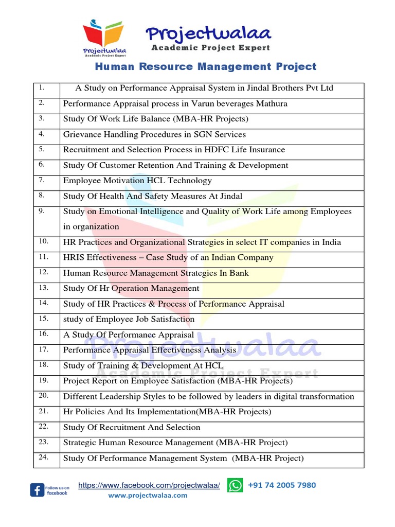 Projectwalaa - Human Resource Management Project List | PDF | Human ...