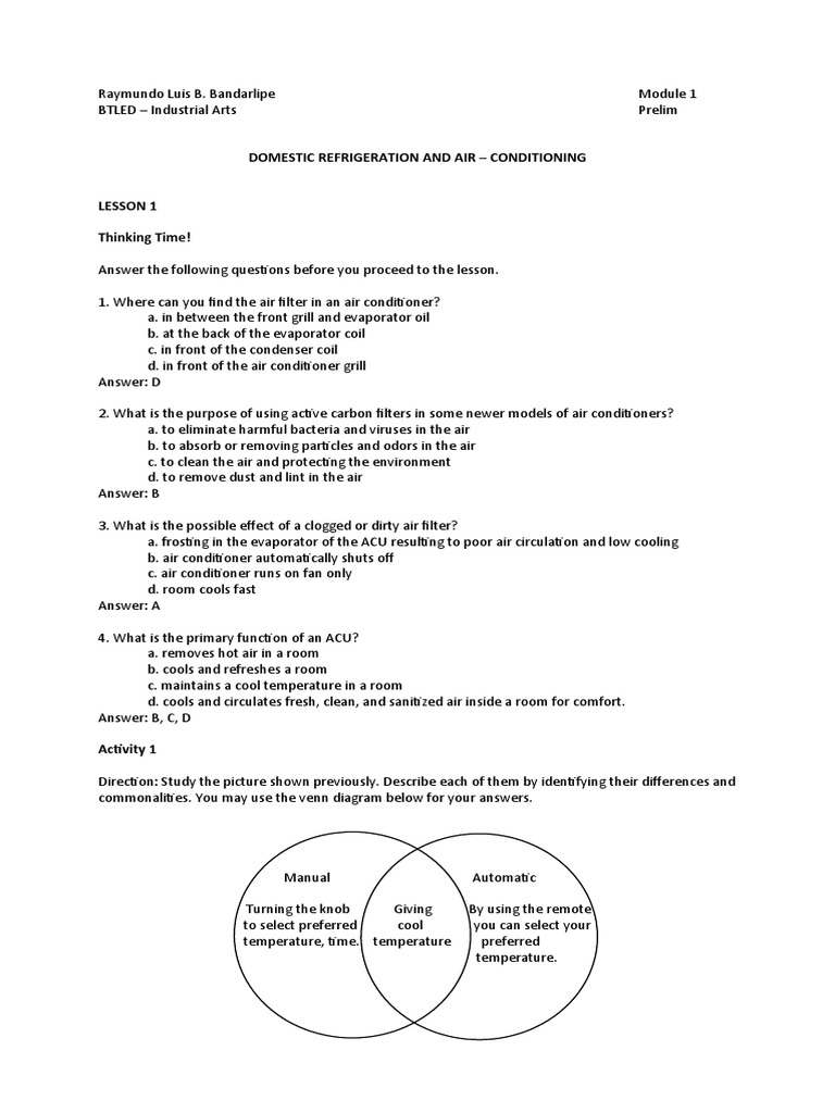 Module 1 DOMESTIC REFRIGERATION AND AIR CONDITIONING | PDF | Air ...