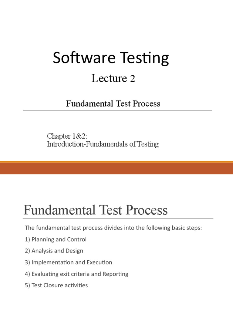 St Lecture2 Fundamental Test Process Pdf Software Testing