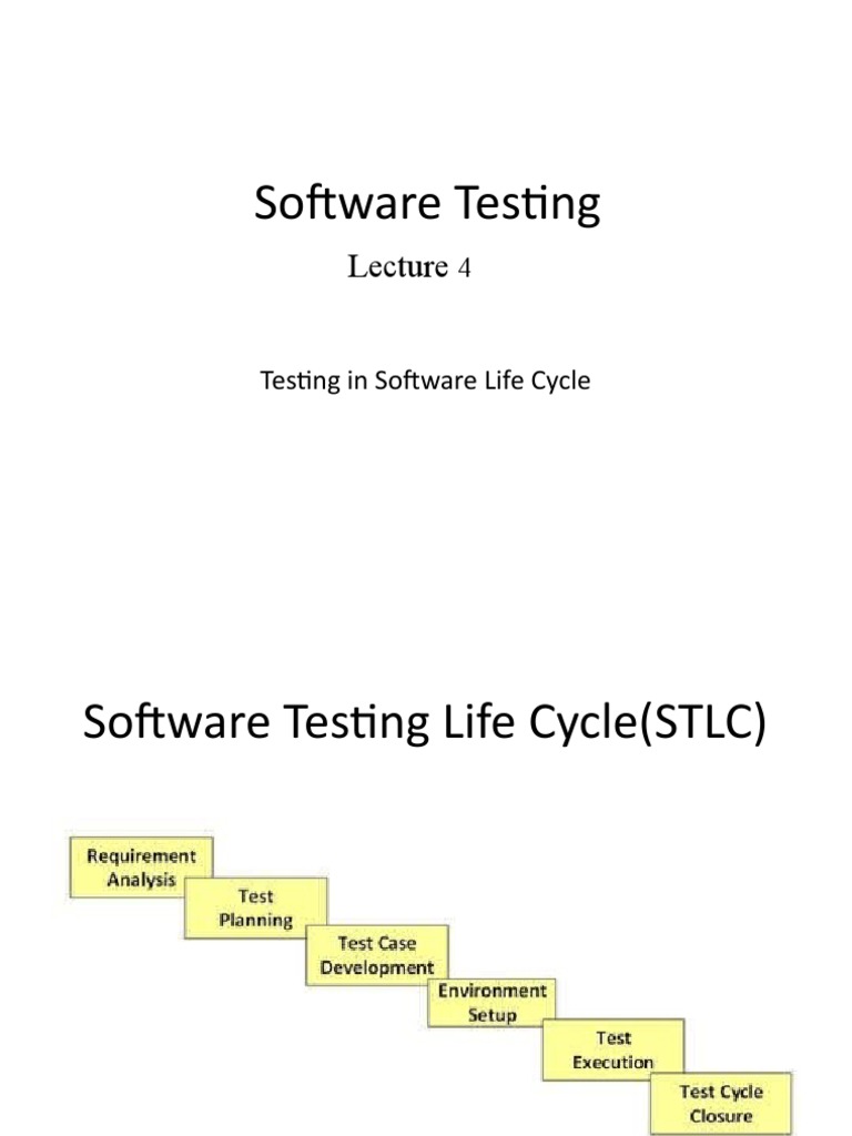 ST - Lecture4 - STLC&V Model | PDF | Software Testing | Software ...