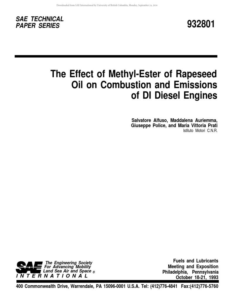 Sae Technical Paper Series: International | PDF | Exhaust Gas | Diesel ...