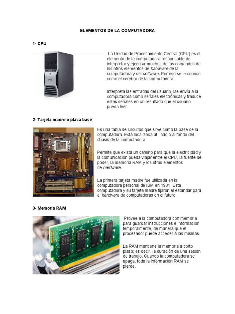 Elementos de La Computadora | PDF | Hardware de la computadora | Monitor de computadora