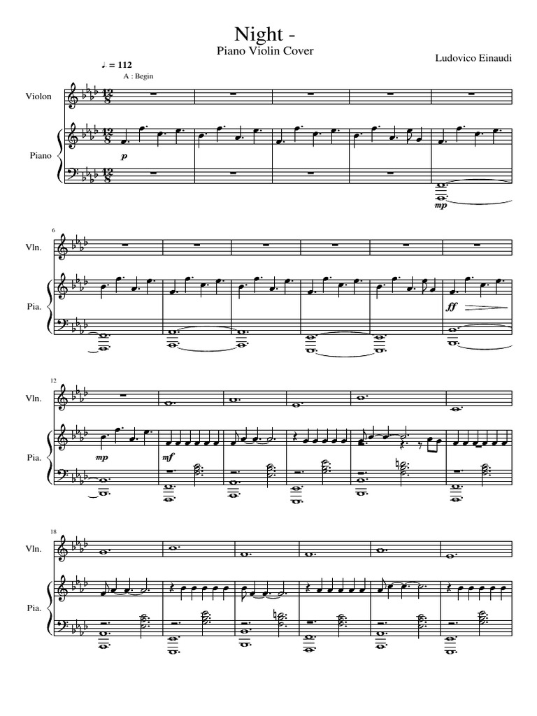 Night - Ludovico - Einaudi Violin and Piano Arrangement | PDF