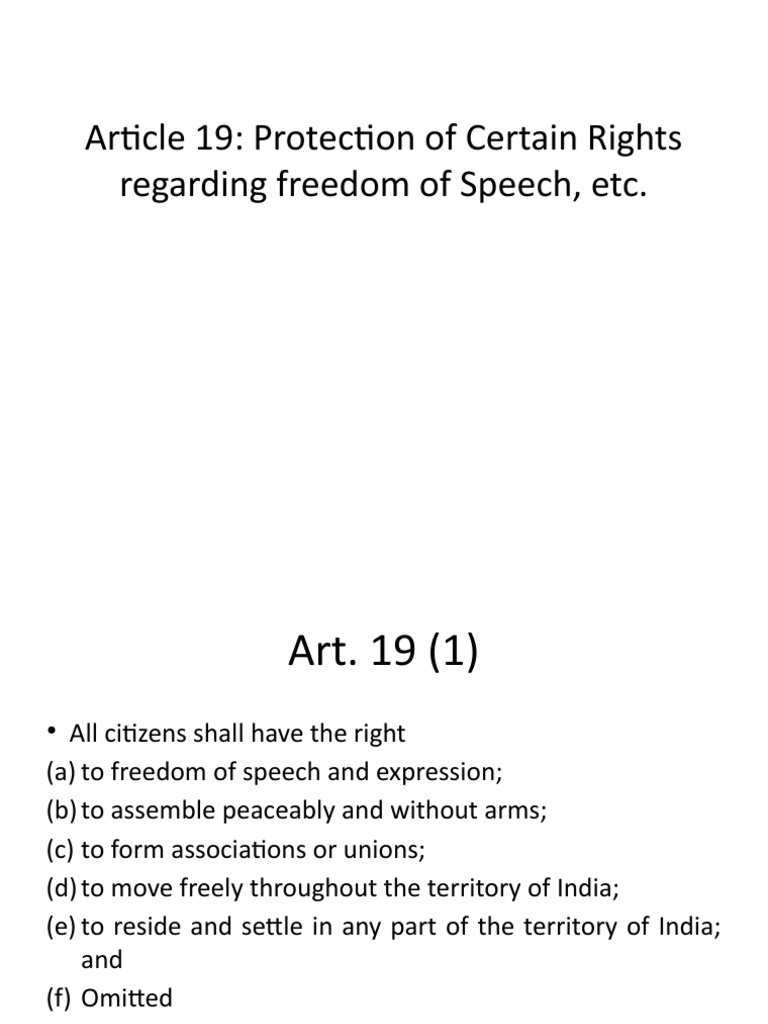 Article 19: Protection of Certain Rights Regarding Freedom of Speech ...