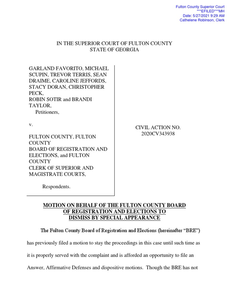 2020CV343938 - Motion | PDF | Declaratory Judgment | Complaint
