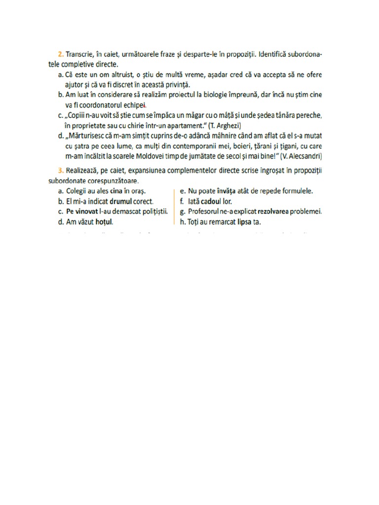 Fișă de Lucru Complemente Și Completive - Cu PP | PDF