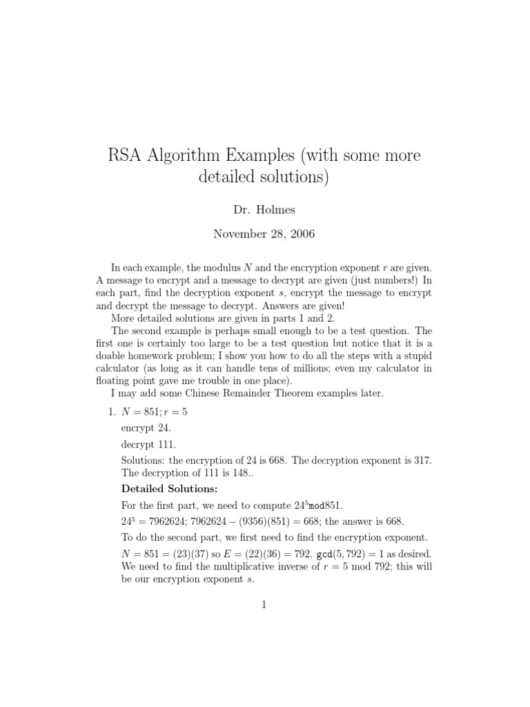 Rsa Examples | PDF | Cryptography | Theoretical Computer Science