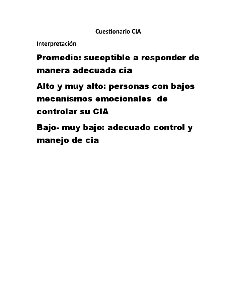 Interpretación del Cuestionario CIA | PDF | Relaciones personales ...