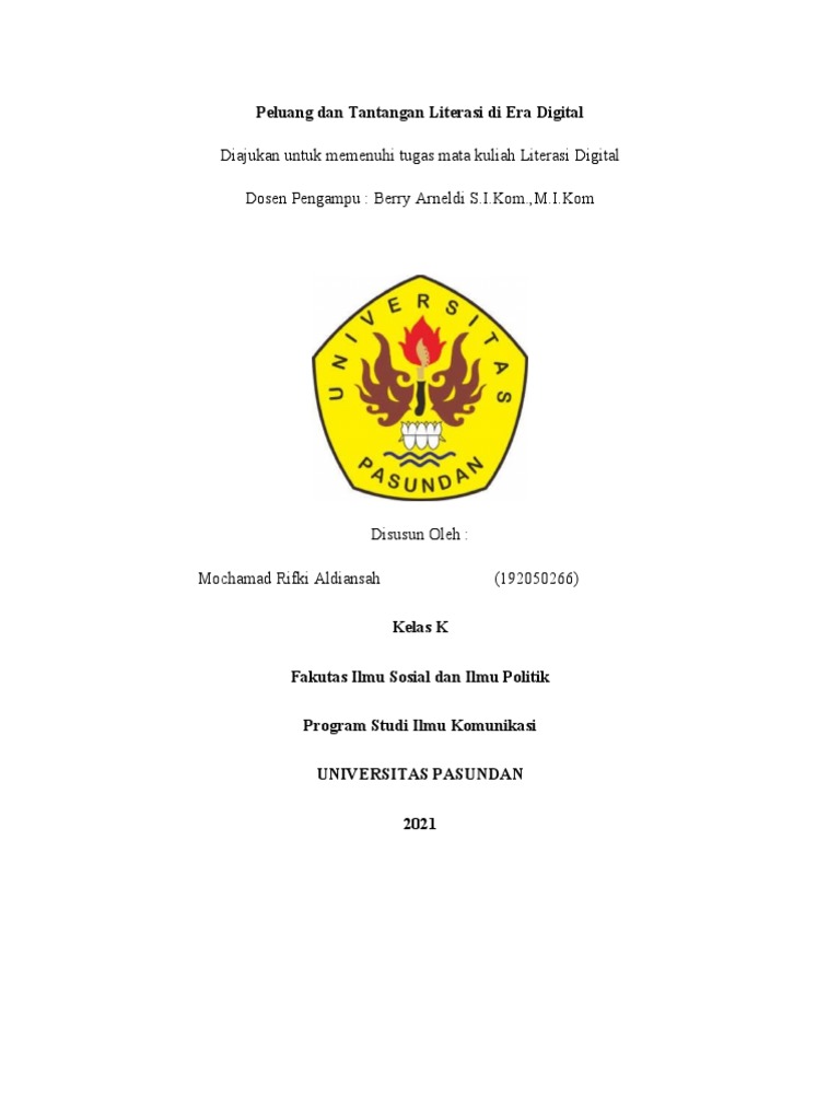Paper Peluang Dan Tantangan Literasi Di Era Digital, Rifki-266 | PDF