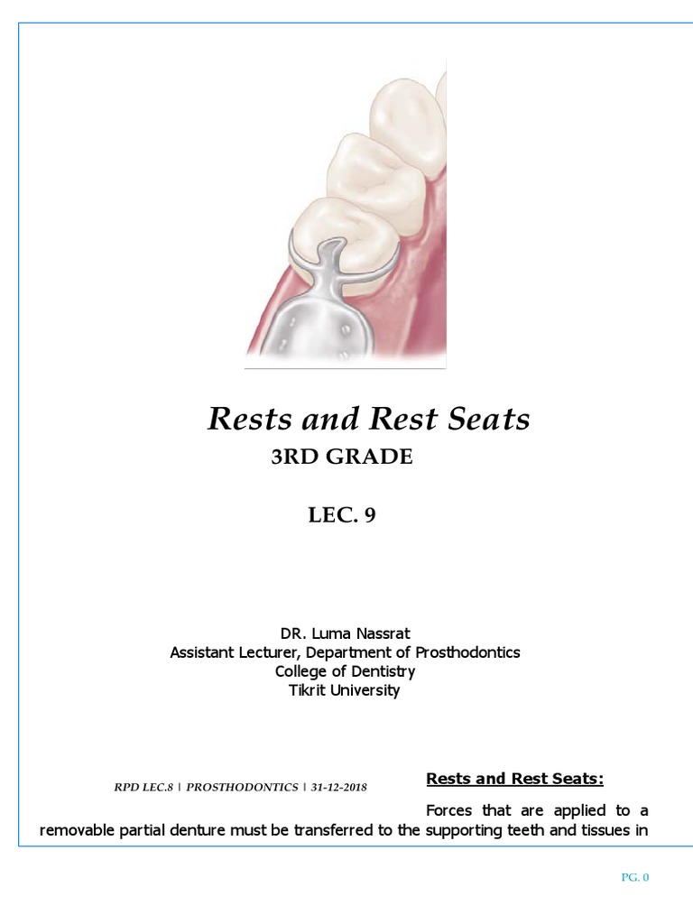 Rests and Rest Seats: 3Rd Grade LEC. 9 | PDF | Dentures | Tooth