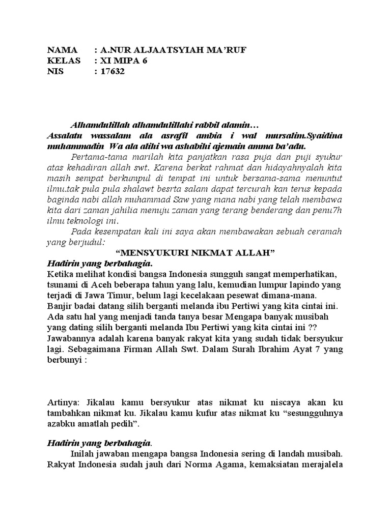 Mensyukuri Nikmat Allah SWT | PDF | Agama & Spiritualitas