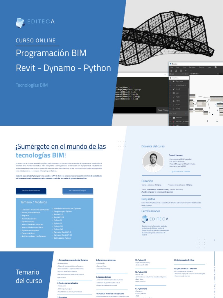 Temario Curso Revit Dynamo Python | PDF | Autodesk Revit | Python (lenguaje de programación)